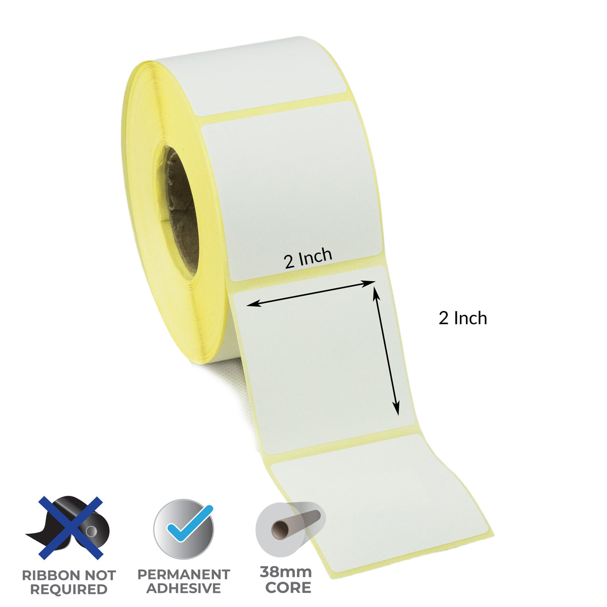 2x2 Inch Direct Thermal Labels - Permanent Adhesive — CDM Labels Ltd