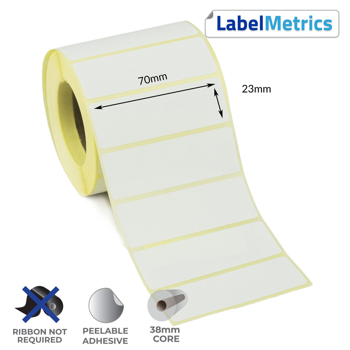 70 x 23mm Direct Thermal Labels - Peelable Adhesive — CDM Labels Ltd