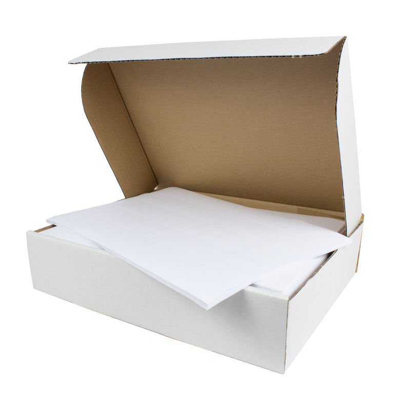 A4 Sheet Labels, 24 Labels per Sheet (63.5mm x 33.9mm). Matt White Pap ...